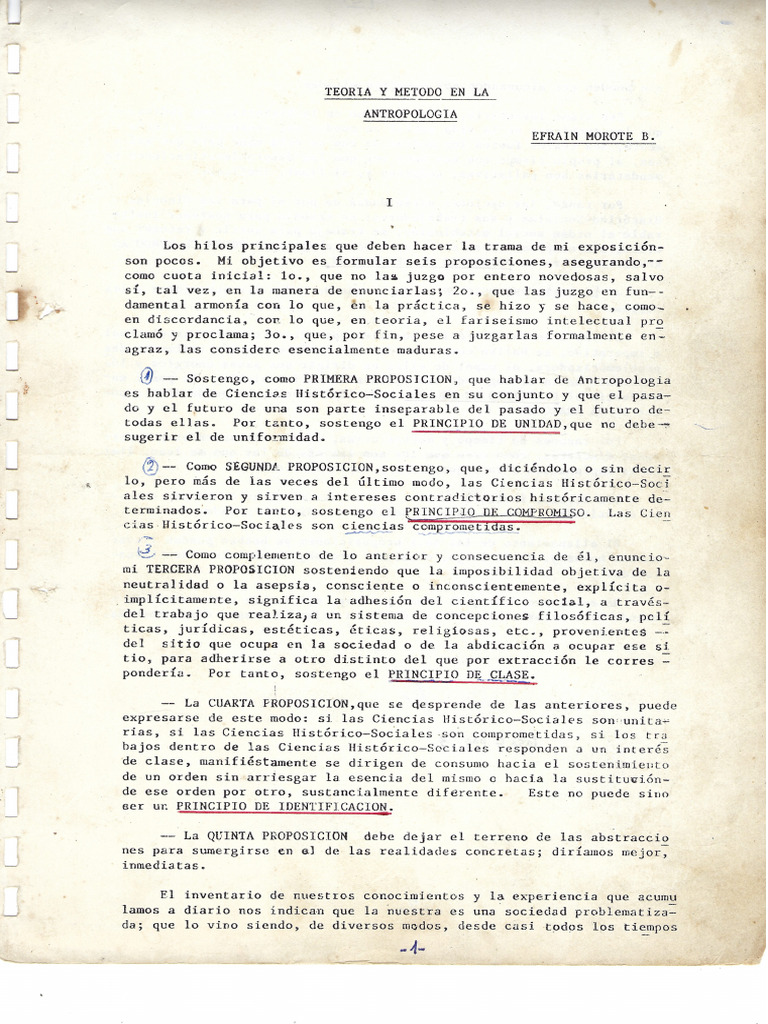Teoria y Metodo de La Antropologia E. Morote Best | PDF