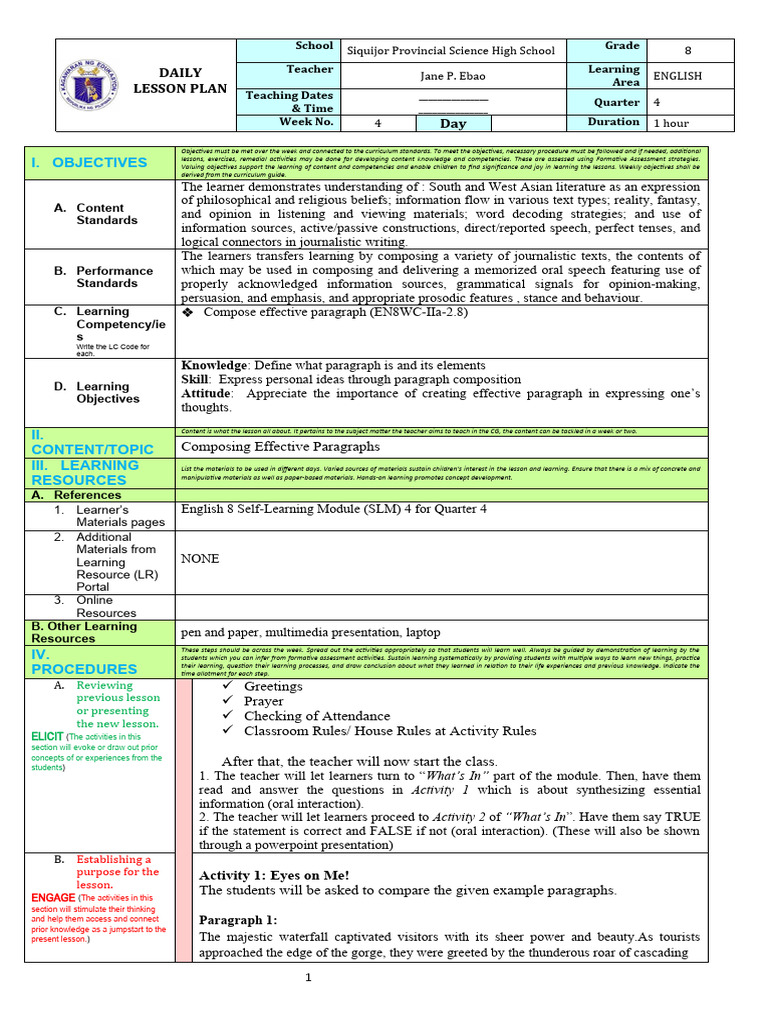 Jane DLP - Cot 2 (4TH) | PDF | Learning | Curriculum