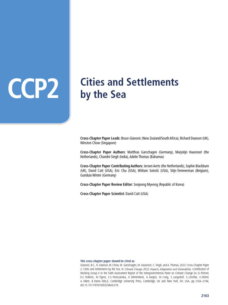 IPCC Cities and Settlements AR6 WGII CCP2 | PDF | Coast | Climate Resilience