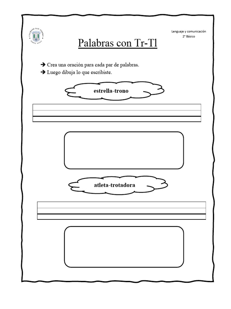 11. Ficha creando oraciones con palabras TL-TR | PDF
