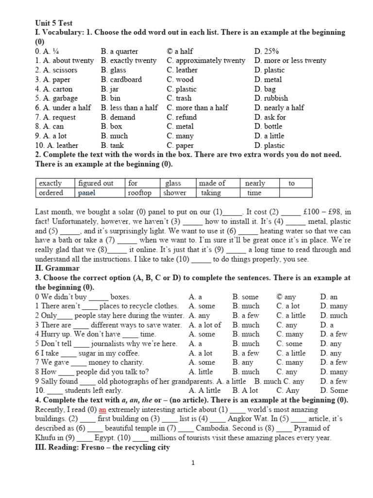 Unit 5-6-7 and 8 Test - SV | PDF | Baggage | Recycling Unit 5-6-7 and 8 Test - SV | PDF | Baggage | Recycling