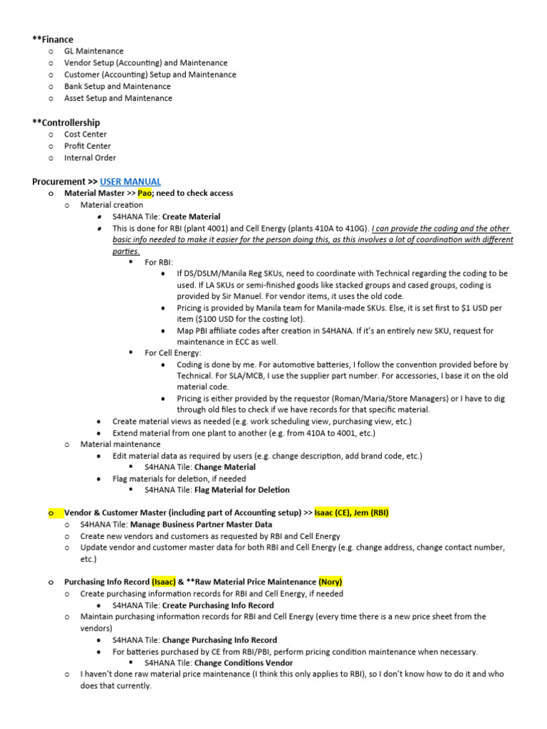 Master Data Tasks | PDF | Pricing | Computing