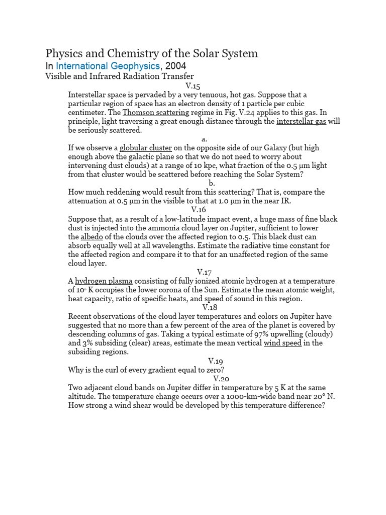 Physics and Chemistry of Solar System | PDF | Sun | Interstellar Medium