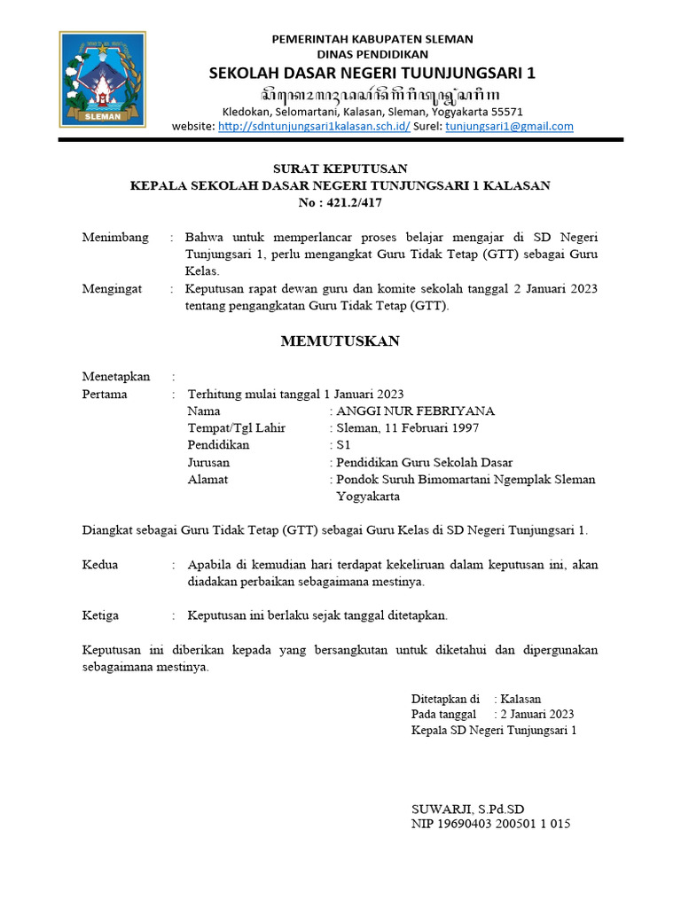SK Pengangkatan GTT PTT | PDF | Kesehatan Holistik