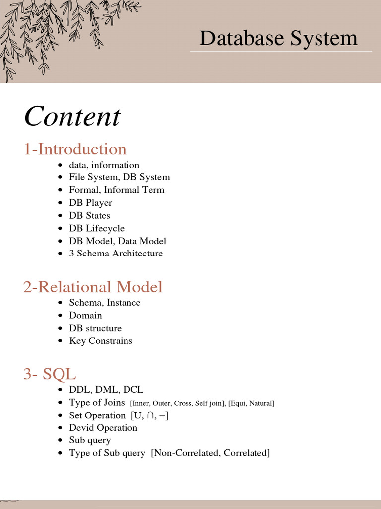 Database1 Final Revision ٠٤٥٢٢٤ | PDF | Relational Model | Inheritance ...