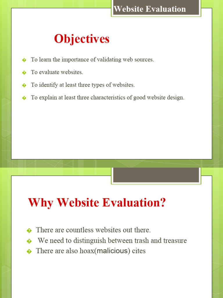 Website Evaluation 1 | PDF | Web Design | Websites