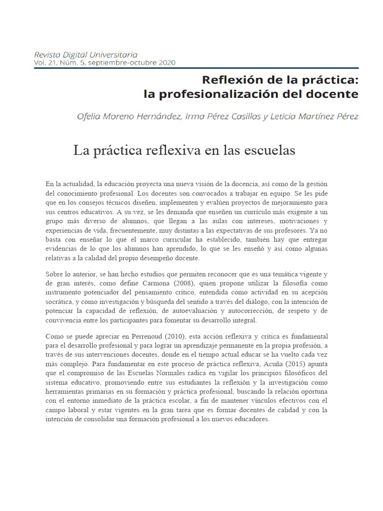 La Práctica Reflexiva en Las Escuelas (Resumen) | PDF | Maestros | Enseñando