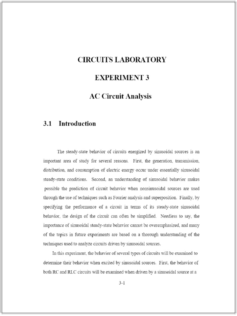 CIRCUITS LABORATORY EXPERIMENT 3. AC Circuit Analysis - PDF | PDF