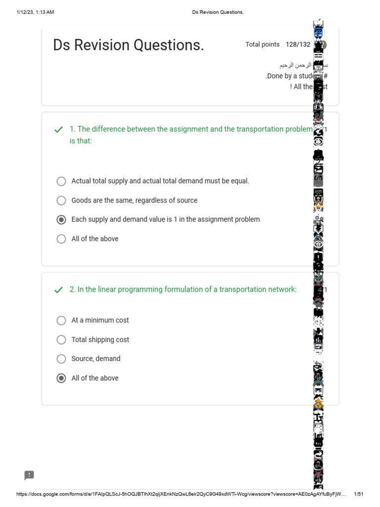Ds Revision Questions | PDF | Mathematical Optimization | Linear Programming
