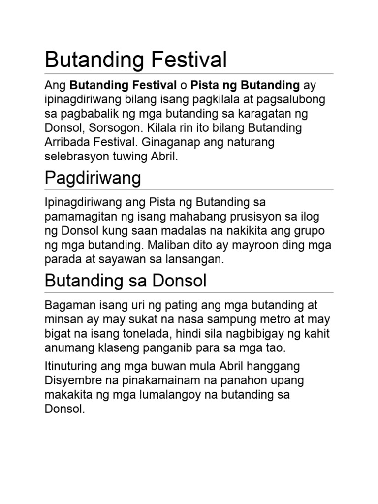 Butanding Festival | PDF