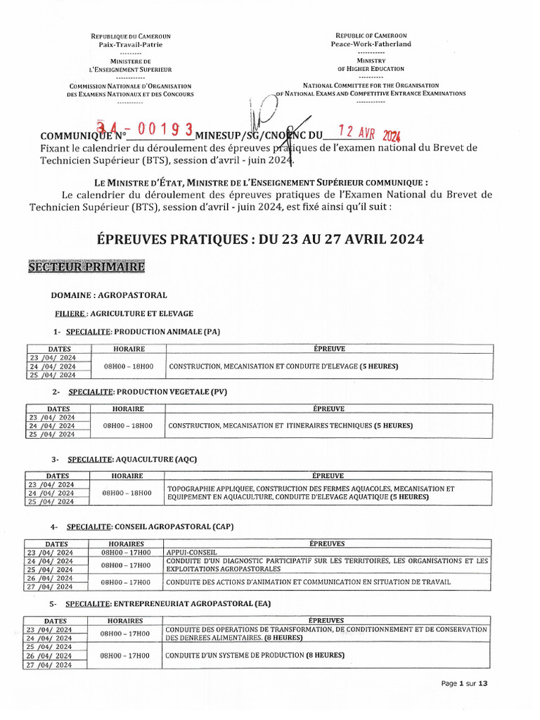 Calendrier Bts 2024 | PDF