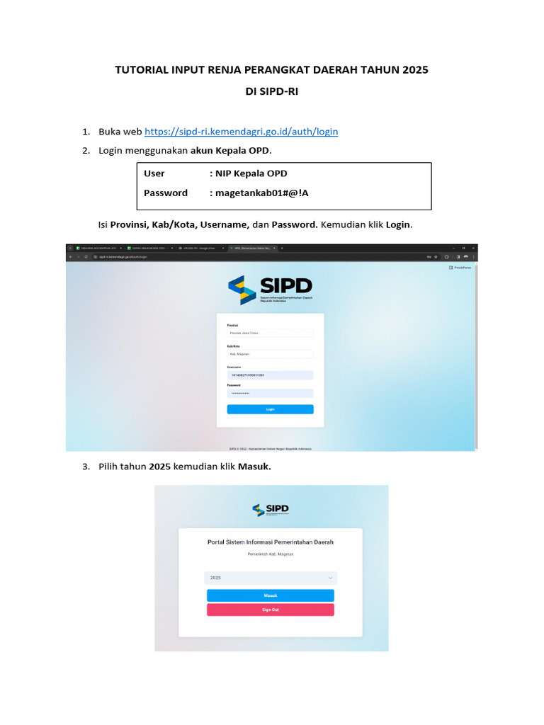 Tutorial Input RENJA Dan Input Rincian Belanja Di SIPD-RI Tahun 2025 | PDF