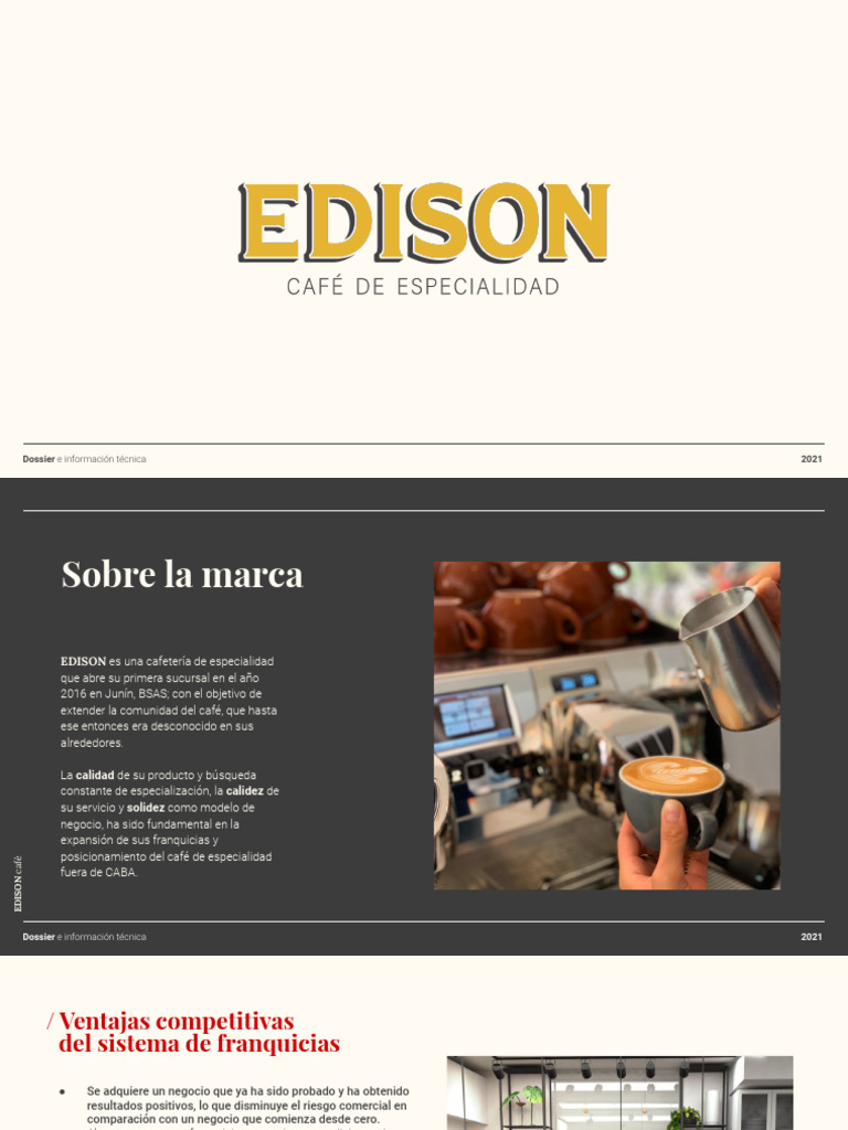 Franquicia Edison Cafe | Descargar gratis PDF | Franquiciamiento | café