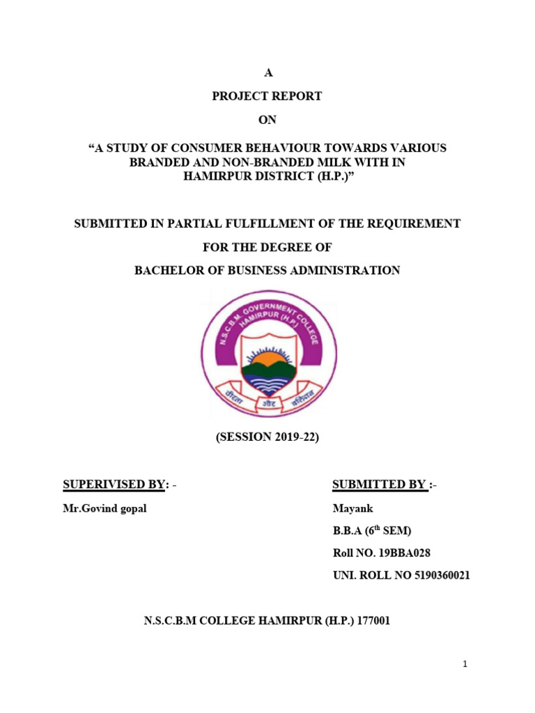 Mayank PDF - Projects 2022 | PDF | Consumer Behaviour | Milk