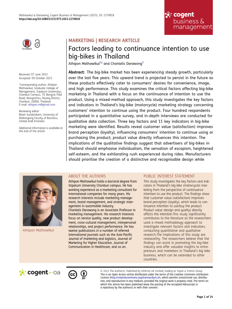 Factors Leading To Continuance Intention To Use Bi | PDF | Brand | Behavior