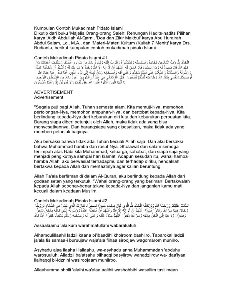 Kumpulan Contoh Mukadimah Pidato Islami | PDF | Kajian Bahasa Asing | Kesehatan Holistik