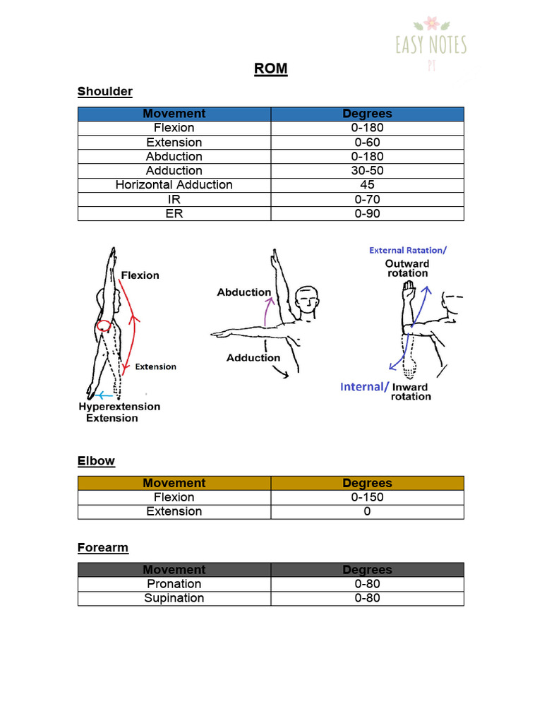 Shoulder Movement Degrees | PDF | Anatomical Terms Of Motion | Dance ...