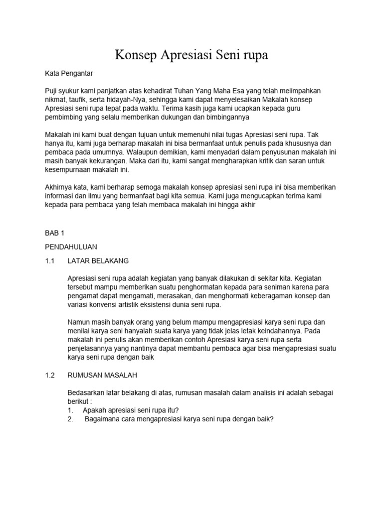 Makalah Konsep Apresiasi Seni Rupa | PDF