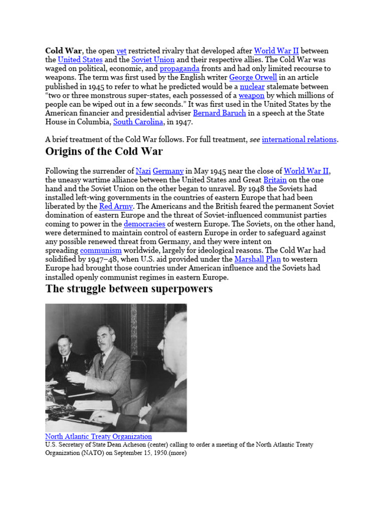 Cold War Origins and Key Events | PDF | Cold War | Soviet Union