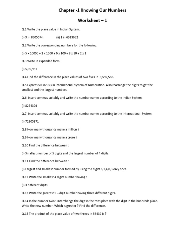 Maths Worksheet | PDF | Numbers | Mathematical Objects