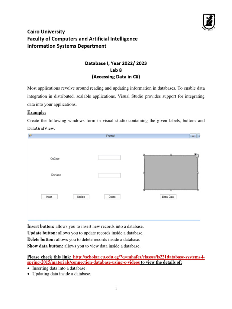 Lab8 - Accessing Data in C# | PDF | Databases | Data