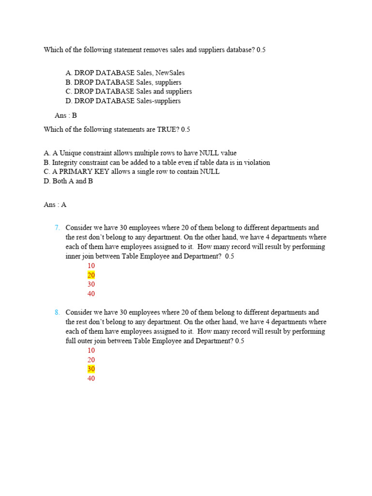 SQL Query Practice for Students | PDF | Information Technology Management | Information Retrieval