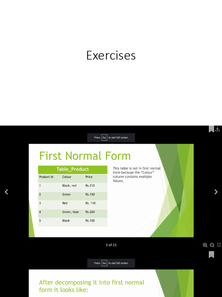 Normalization Excercises | PDF | Teaching Methods & Materials
