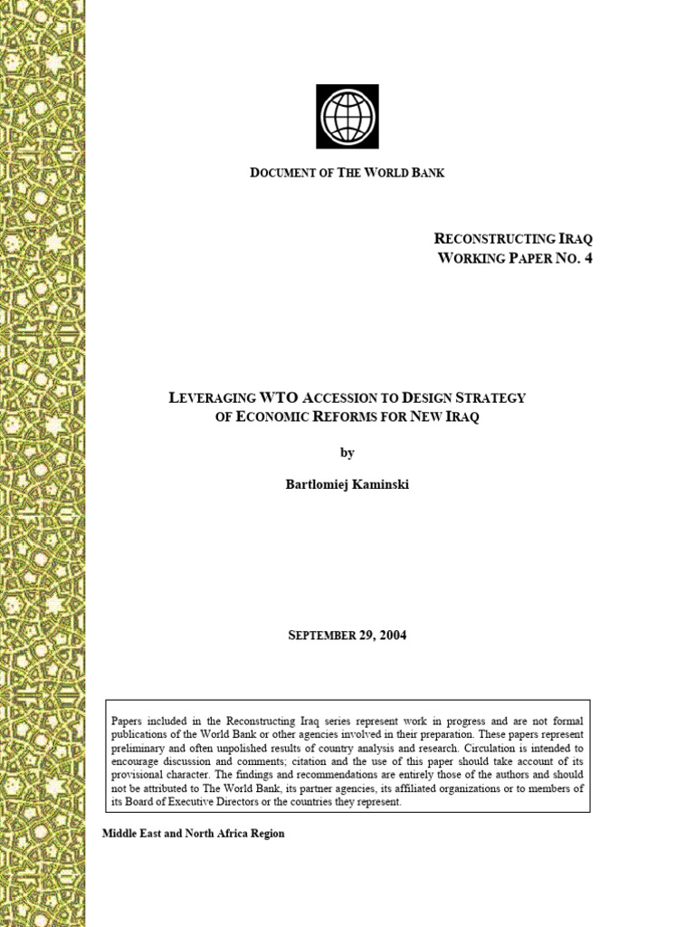 World Bank Iraq WTO Accession | PDF | World Trade Organization ...