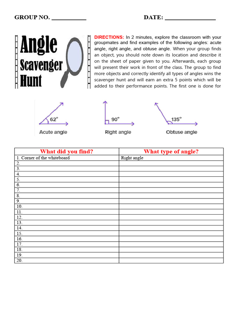 Scavenger Hunt Worksheet | PDF
