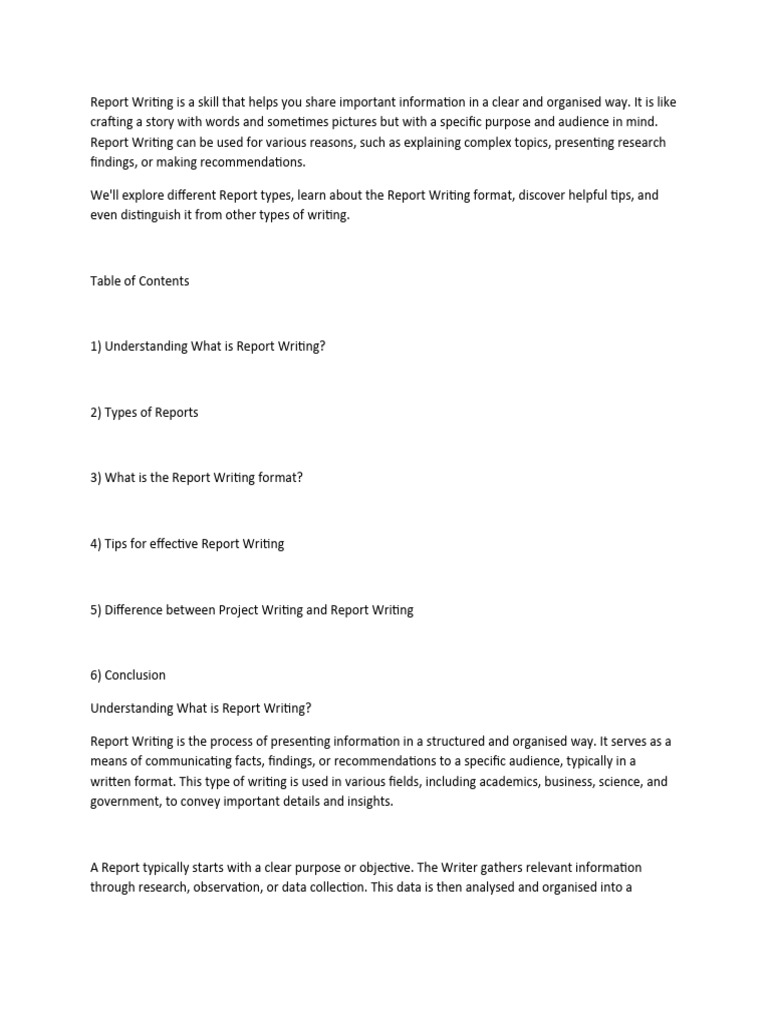 Report Writing | PDF | Information | Data