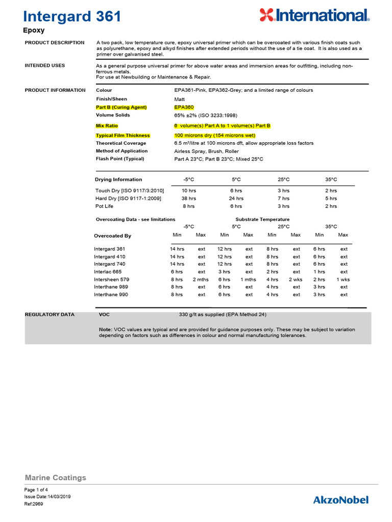 Intergard 361 EPA' Eng | PDF | Paint | Epoxy
