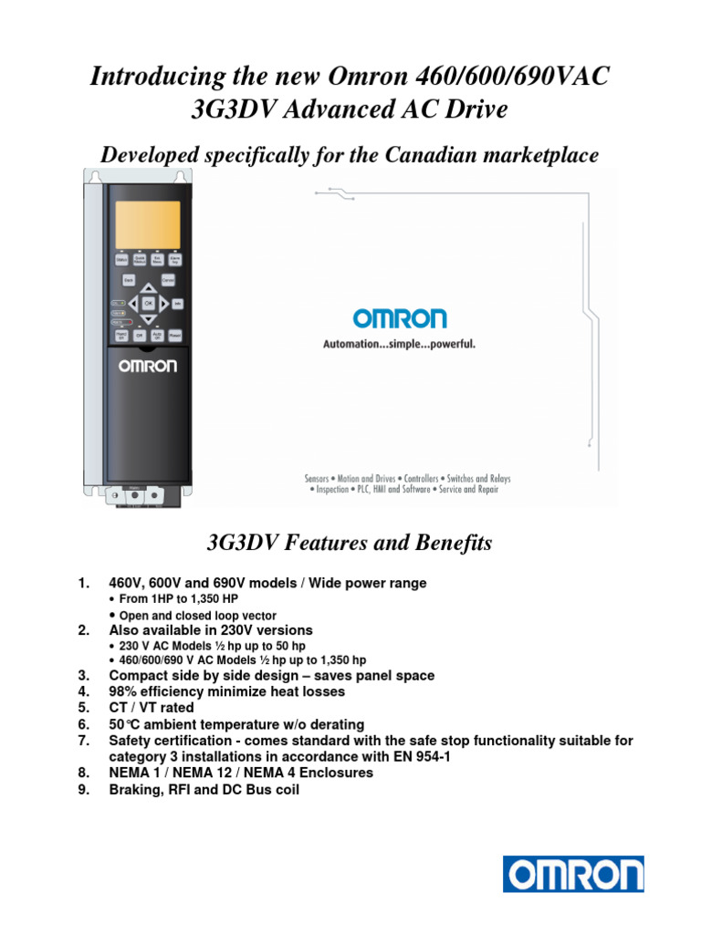 Omron 3G3DV AC Drive Features Overview | PDF | Electric Motor ...