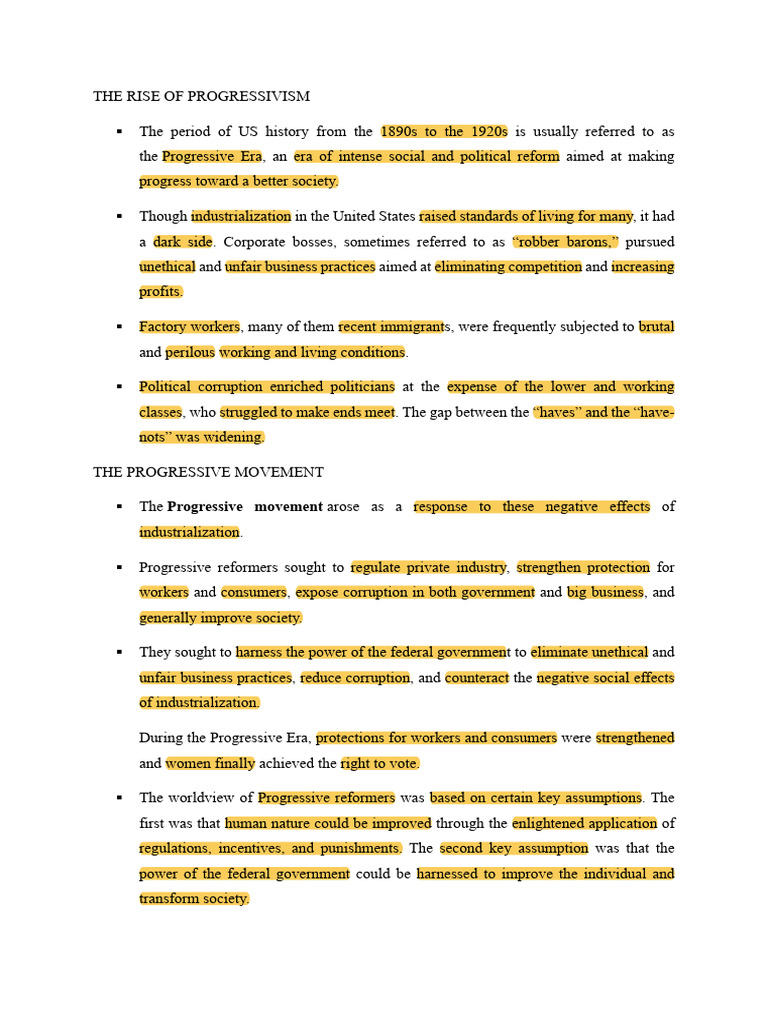 Unit-1 Progressive Era | PDF | Progressive Era | Progressivism