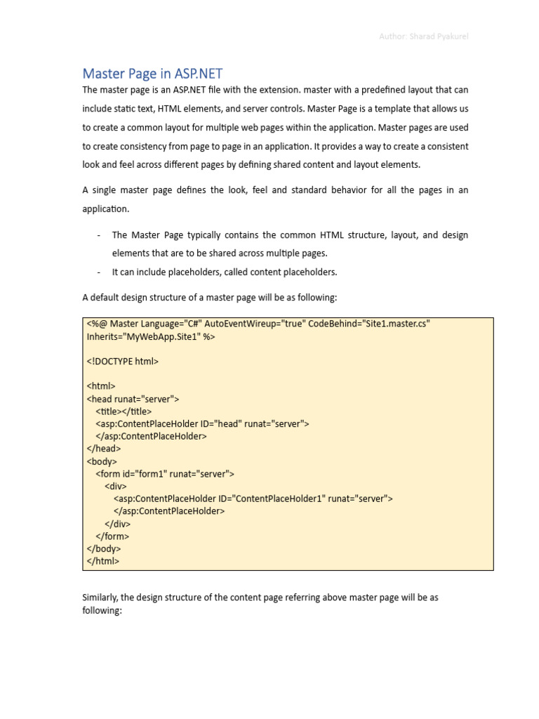 Chapter 4.3 Master Page and Theme | PDF | World Wide Web | Internet & Web