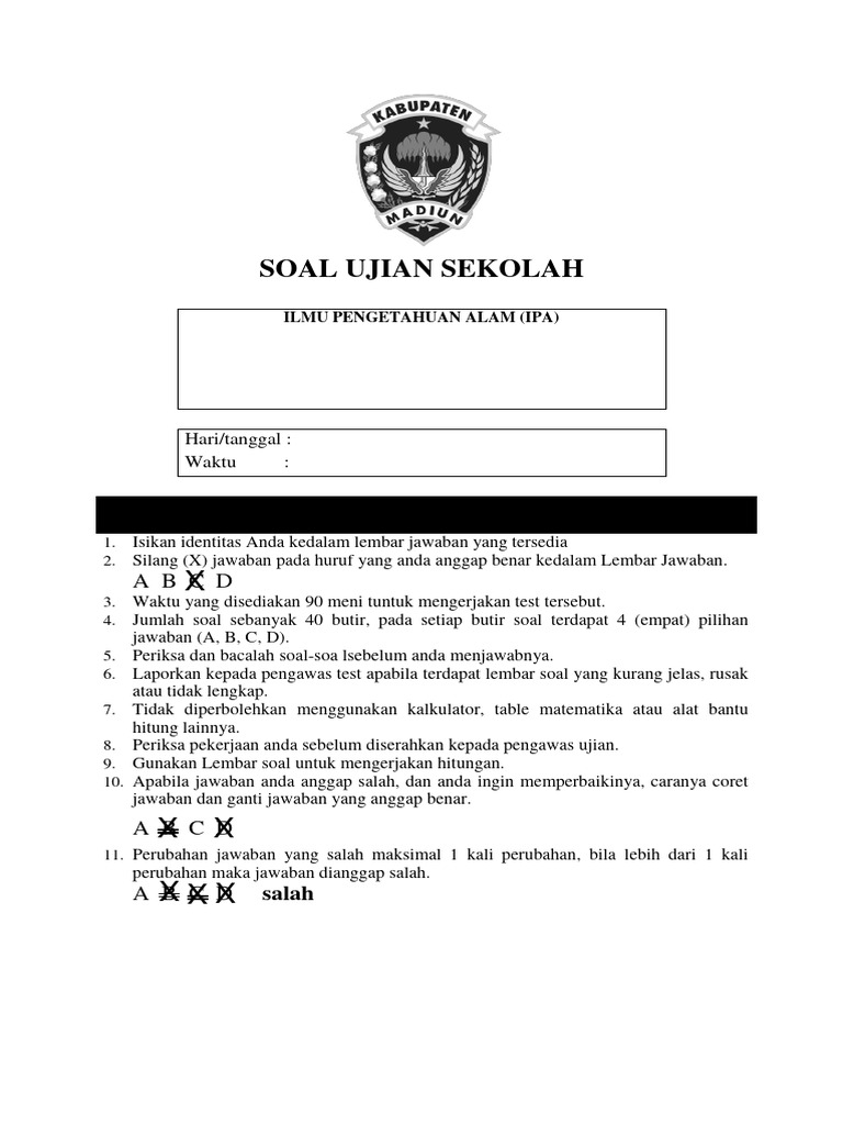 Soal Ujian Sekolah KLS 9 2023 | PDF