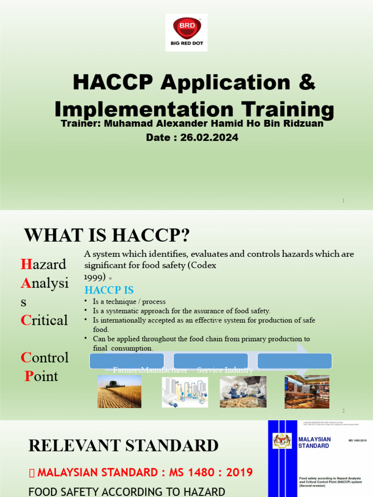 HACCP Training for Food Safety | PDF | Food Safety | Hazard Analysis ...