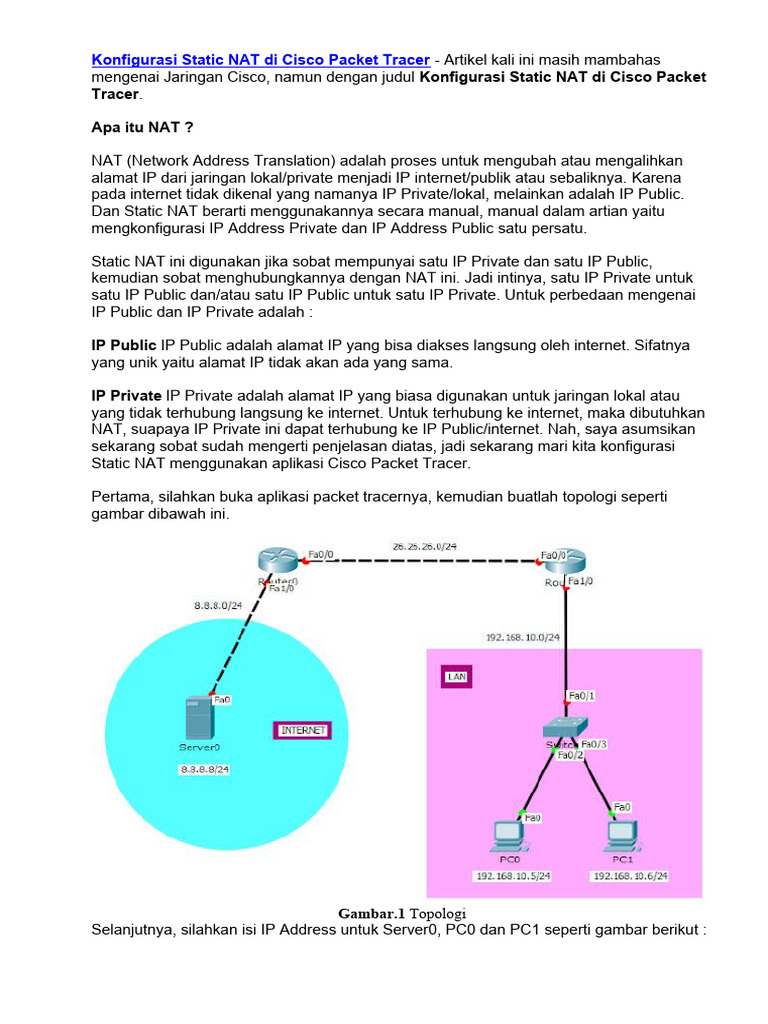 Konfigurasi Static Nat Di Cisco Packet Tracer Pdf