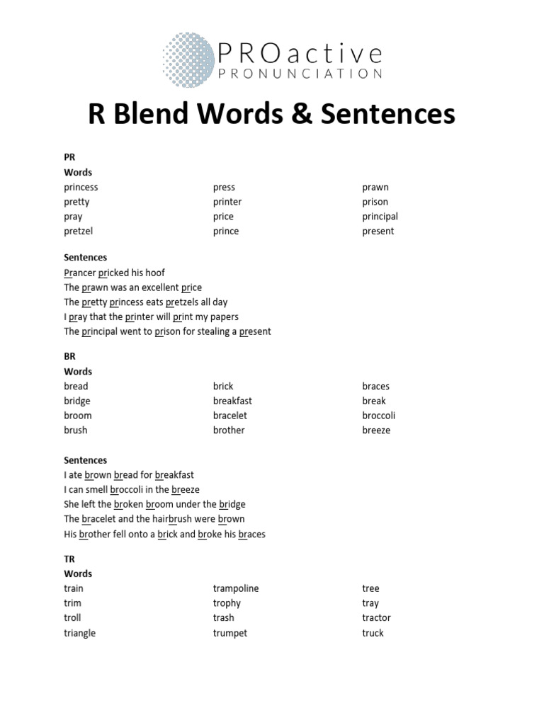 265 Part+two R+blends+words+and+sentences+review | PDF