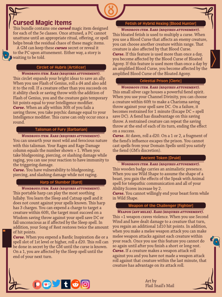 (RM) Cursed Items | PDF | Magician (Fantasy) | D20 System