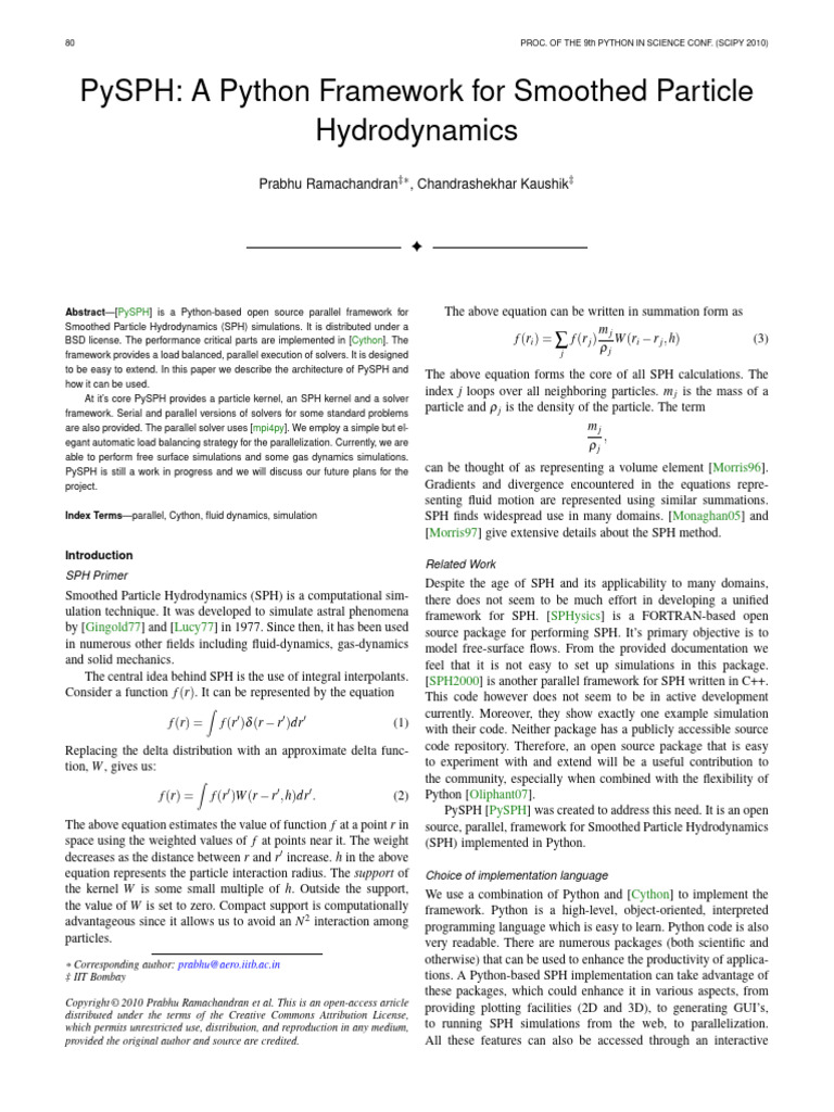 Pysph A Python Framework For Smoothed Pa Pdf Python Programming Language Parallel Computing