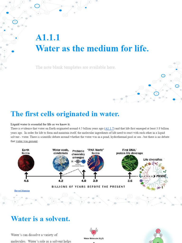 IB Biology (2025) - A1.1.1 | PDF | Water | Life