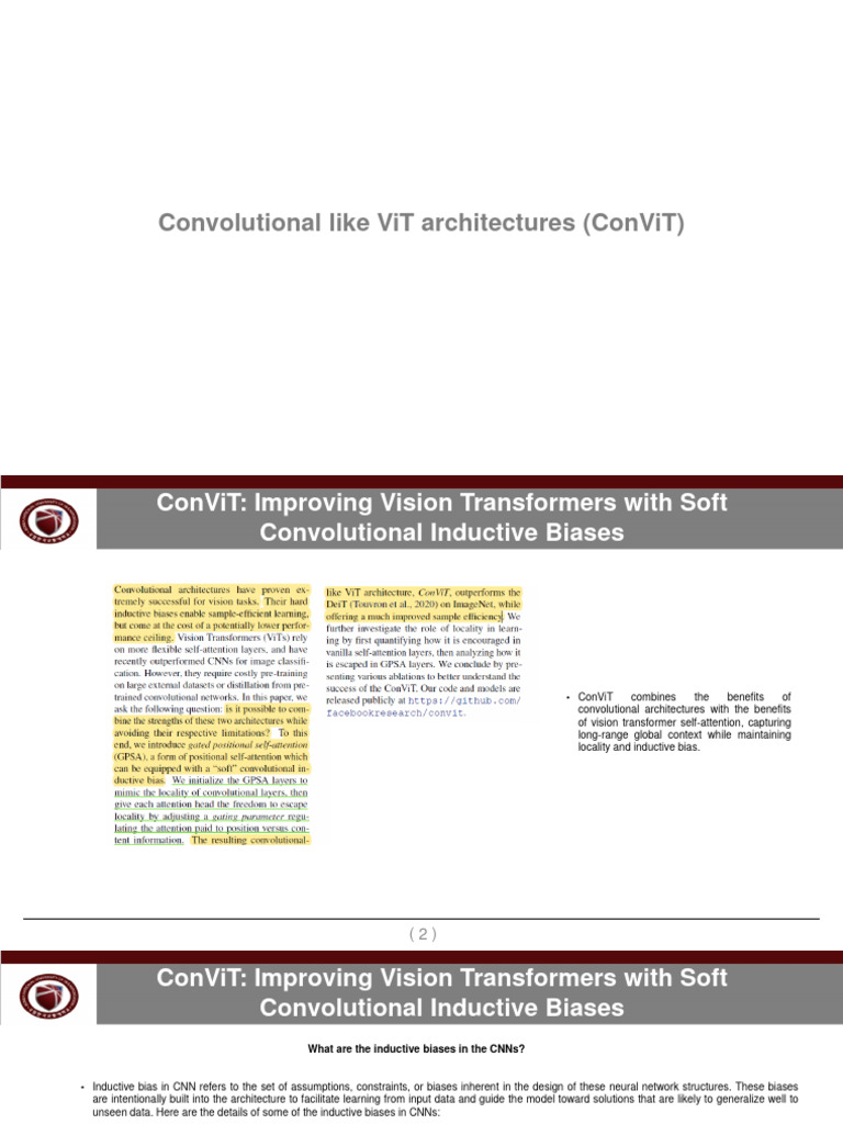 ConViT Presentation | Download Free PDF | Algorithms | Artificial ...