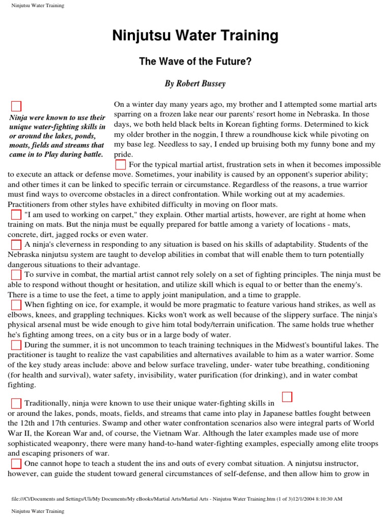 Martial Arts - Ninjutsu Water Training | Download Free PDF | Sports ...