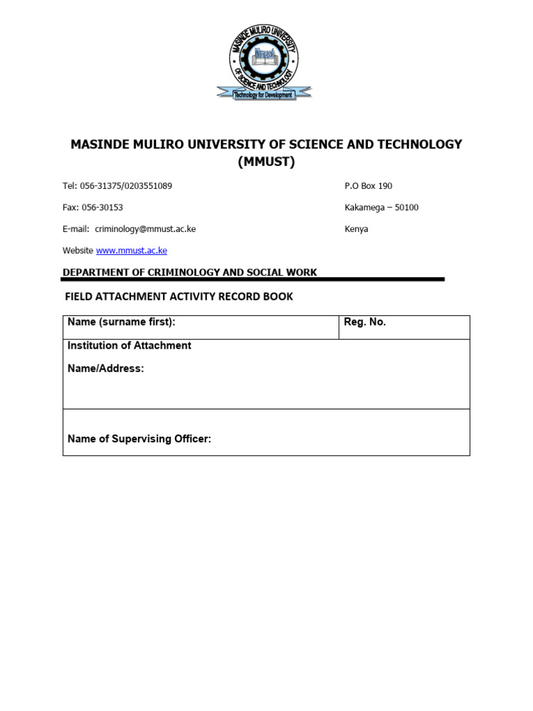 Student Field Attachment Logbook Guide | PDF | Social Work | Learning