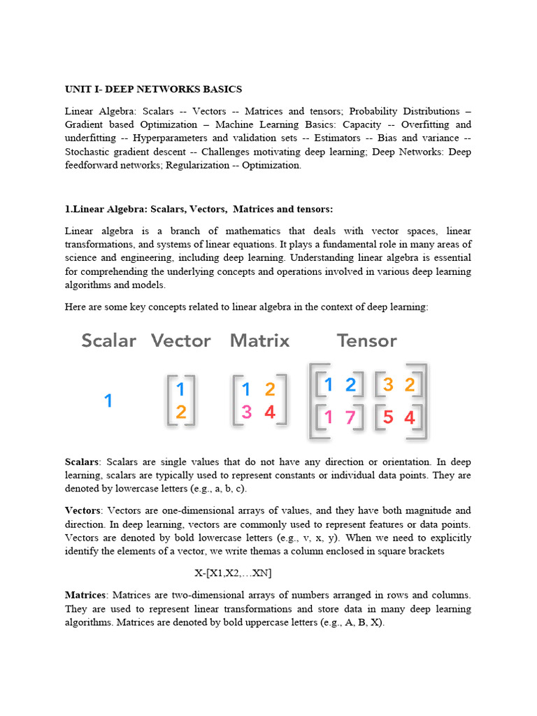 DL (Unit I) | PDF | Matrix (Mathematics) | Probability Density Function
