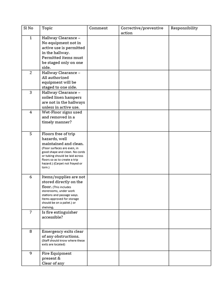 Safety Inspection Checklist1 | PDF | Waste | Safety