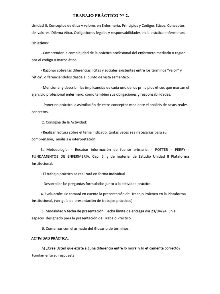 TP N°2 Etica y Valores 2024 | PDF | Aborto | Moralidad
