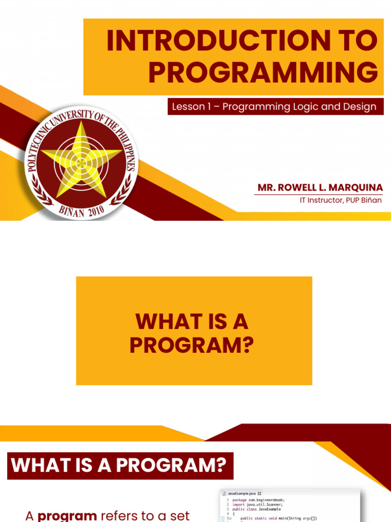 Lesson1 Introductiontoprogramming 231022103300 31c12e90 | PDF | Computer Program | Programming