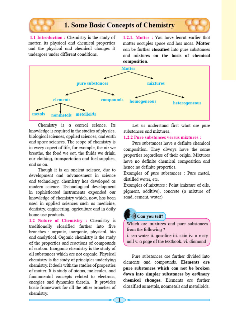 Chapter 1 Some Basic Concepts of Chemistry | Download Free PDF | Mole (Unit) | Molecules