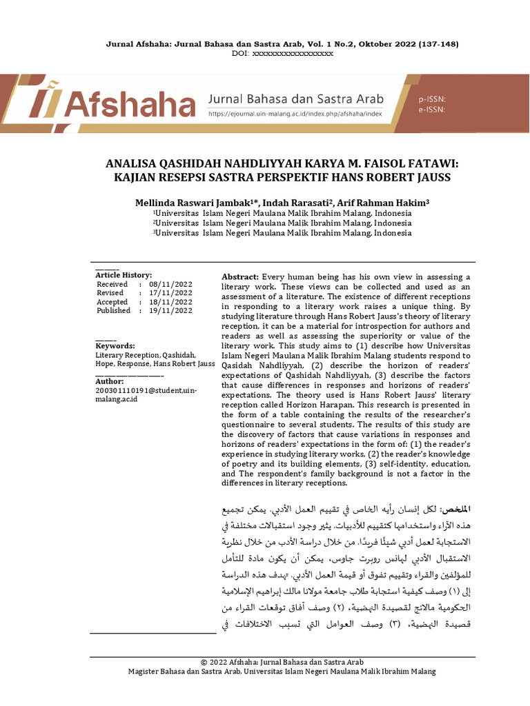 Analisis Resepsi Qashidah Nahdliyyah | PDF